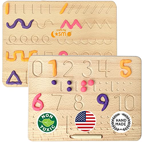 Montessori Pre Writing | Numbers | Print | Cursive | Alphabet Tracing Board with Wooden Pen