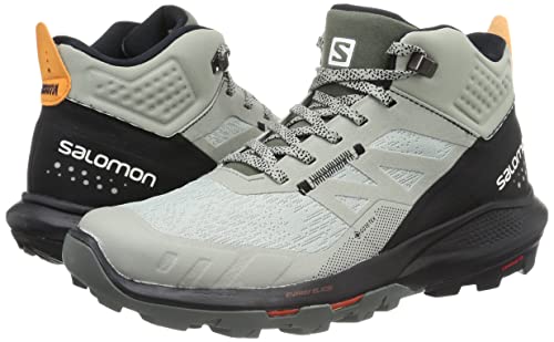 Salomon Men's OUTPULSE Mid Gore-Tex Hiking Boots for Men, Wrought Iron/Black/Vibrant Orange, 8.5