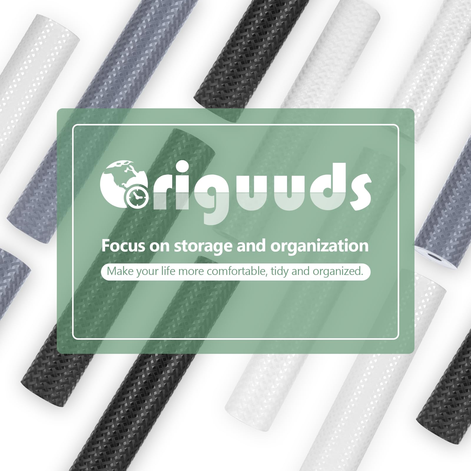Origuuds Shelf Liners, Non-Adhesive Drawer Liner, Waterproof & Oil-Proof Kitchen Cabinet Cupboard Liner Plastic EVA Material BPA Free Fridge Liner Mats Paper Protector for Shelves (Grey/12in x 60in)