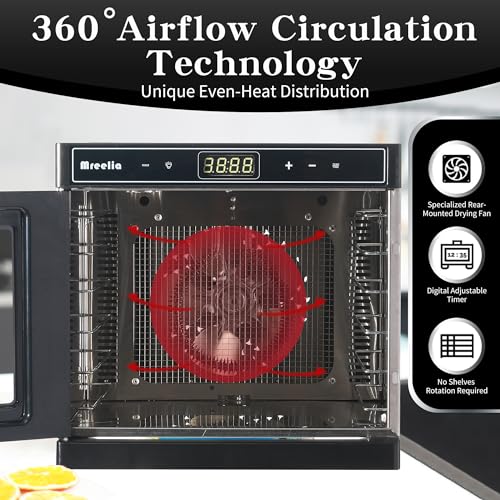 Mreelia Food Dehydrator, 8 Stainless Steel Trays, Dryer for Jerky, Dog Treats, Herb, Meat, Beef, Fruit | Keep Warm Function, 48H Digital Timer and 176°F Temperature Control, UL certification report
