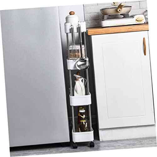 USHOBE Trolley 4 Storage Rack Kitchen Slide Out Cart Bathroom Rolling Cart Storage Rack with Wheels Makeup Rolling Cart Slim Storage Cart Wheel Dolly Cosmetics Organizer Storage Basket