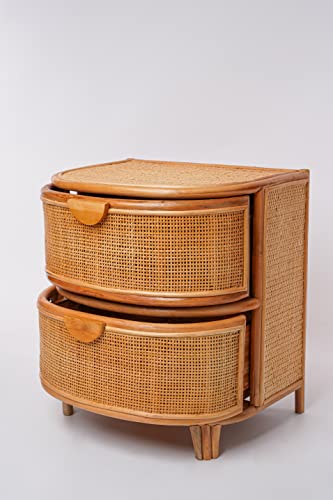 Handmade Bedside Table with Drawers, Night Stand, End Table, Baby Keepsake, Nursery Decor, Bohemian, Rattan Seagrass
