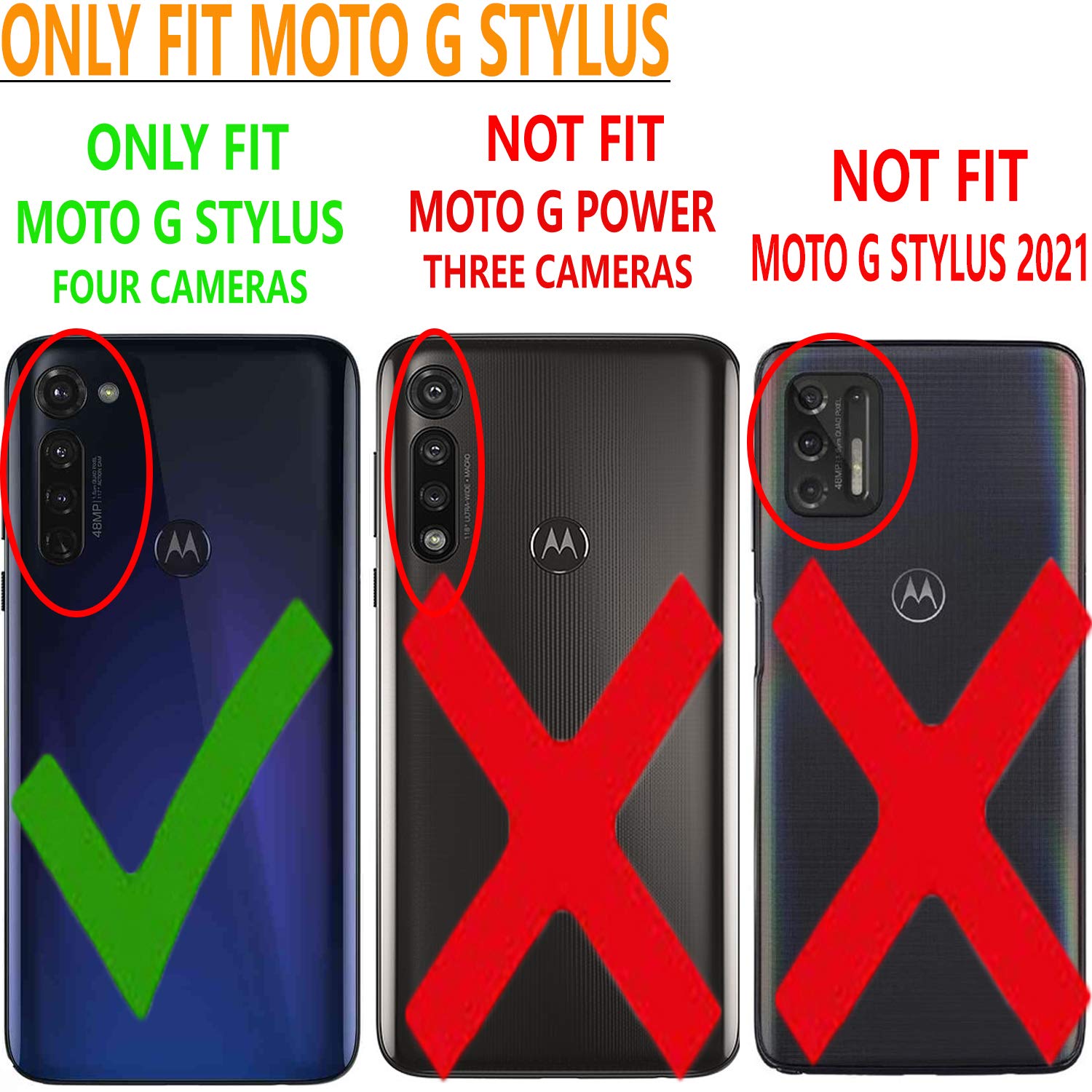 For Moto G Stylus 2020 Case, [Not Fit Moto G Stylus 5G /Stylus 2021] with [Tempered Glass Screen Protector Included], 12 Feet Drop Test Proof Clear Armor Protective Cover - Black