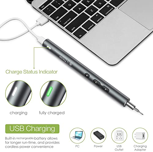 KeeKit Precision Electric Screwdriver, 28 in 1 Portable Power Screwdriver with 24 Bits, Rechargeable Repair Tool Kits with USB Charging, 3 LED Light for Phones, Camera, Laptop