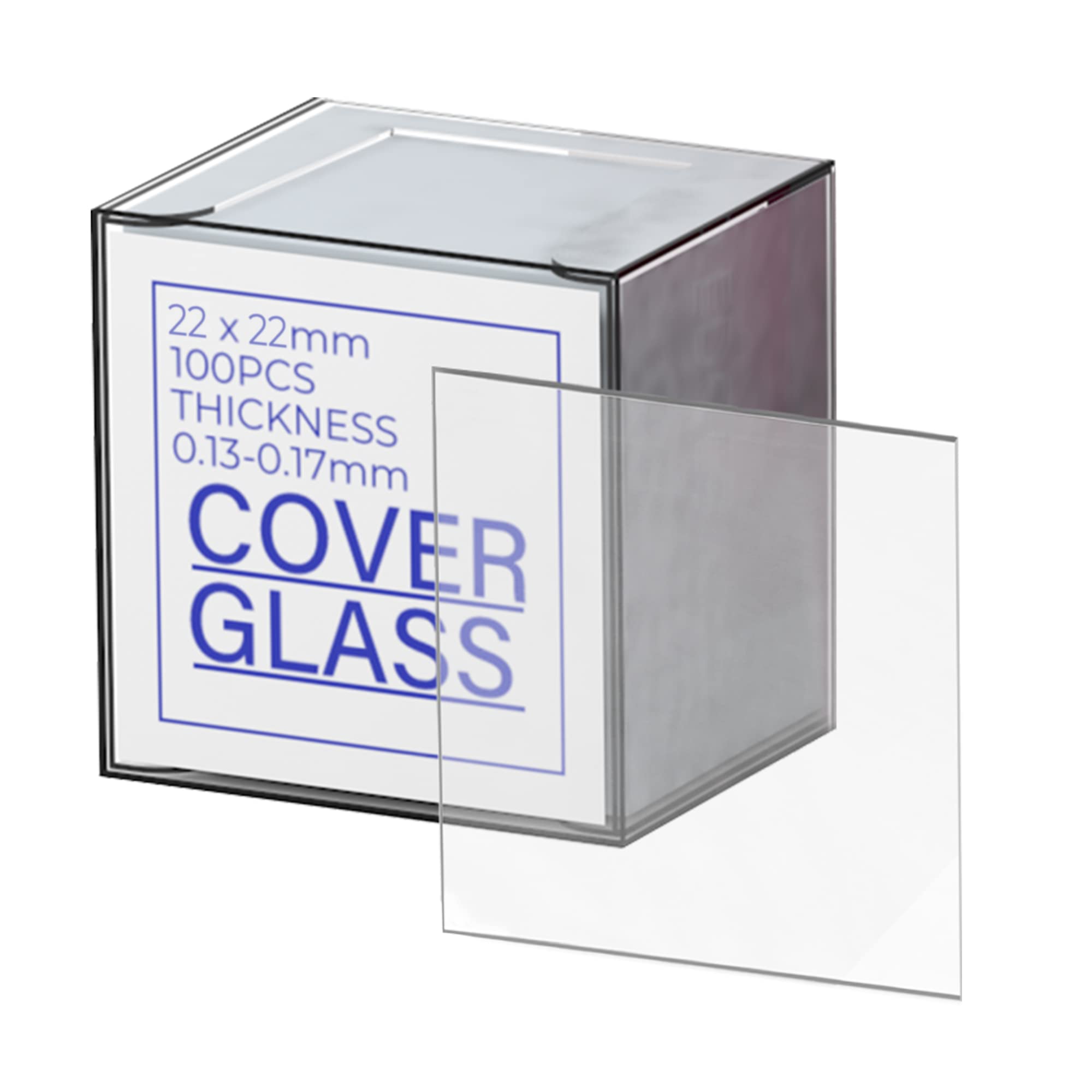 Vabiooth 100 Pcs 22x22mm Microscope Cover Square Coverslips Cover Glass for Monocular Binocular Trinocular Microscopes