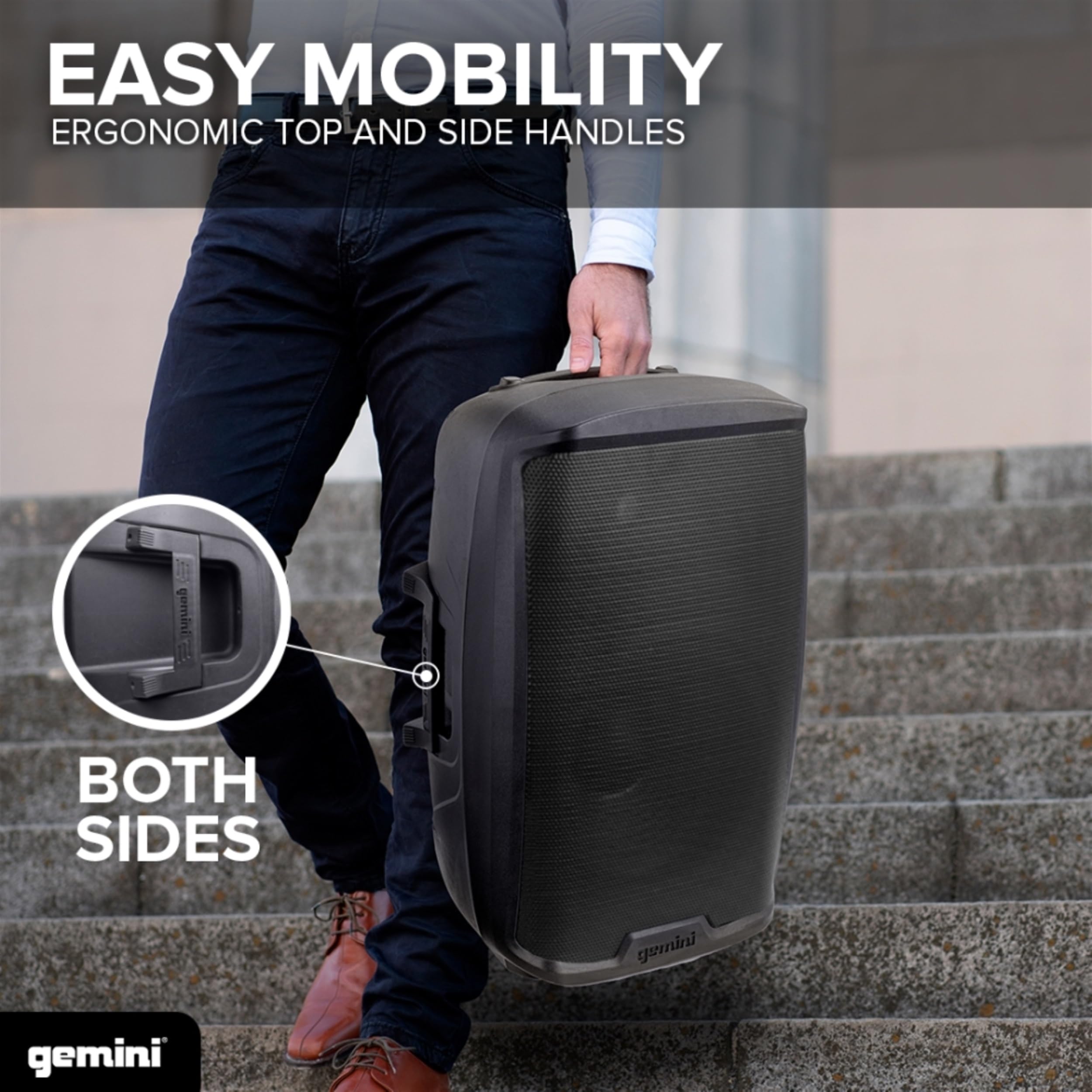 Gemini Sound AS-2115BT-PK 2000 Watt 15 Inch Woofer Professional Active Bluetooth DJ PA Speaker, Stand, Mic and Remote Set with Onboard 3-Channel. TWS Stereo Pairing/Linking and Pro Fly Points