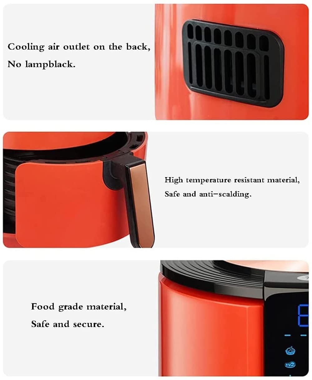ELEdvb 1500W Air Fryer,Digital Touch Screen Low-Fat French Fries Machine,3QT Cylindrical Multi-Function Oilless Hot Oven with 6 Presets,Preheat and Keep Warm (Red) (Red)