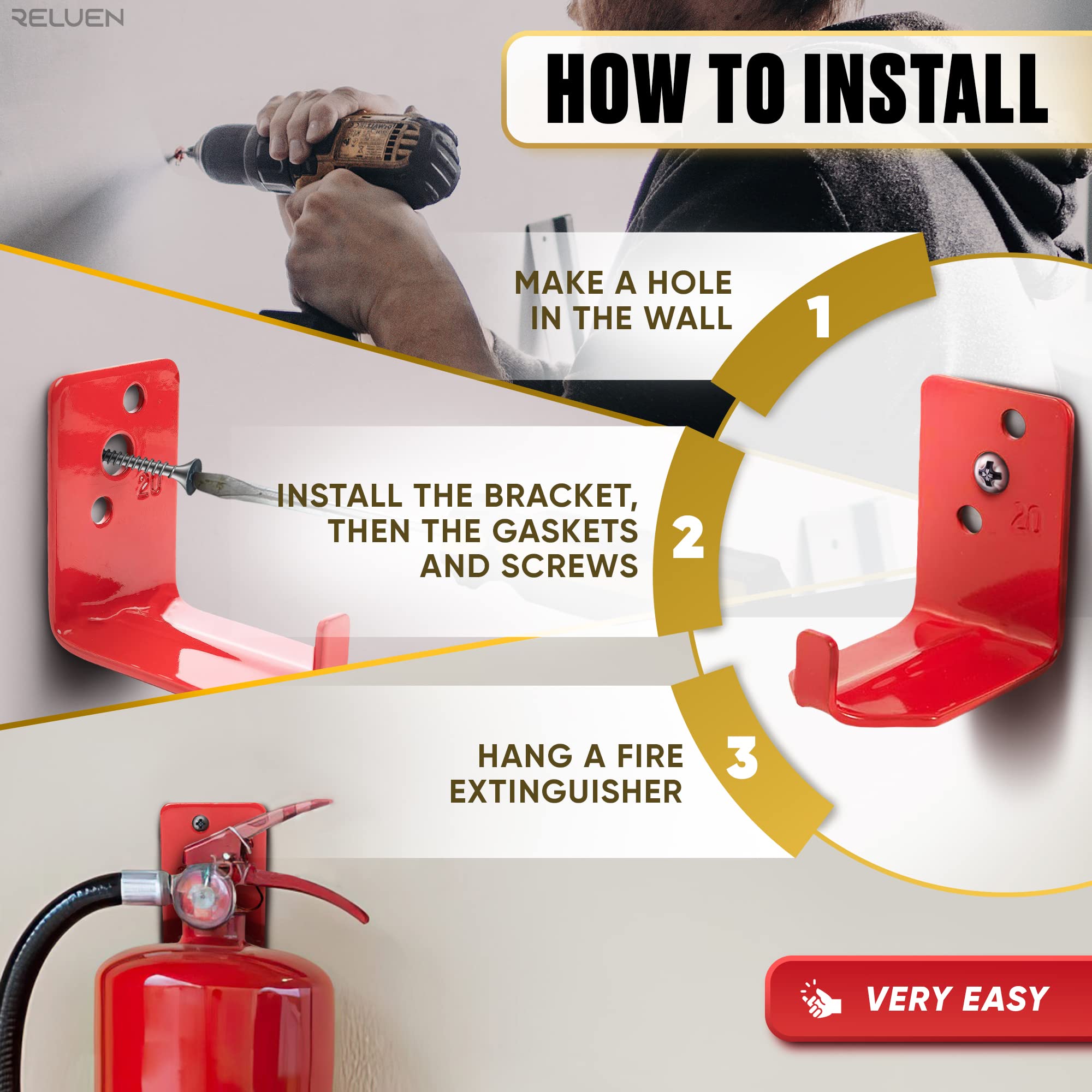 Home Fire Extinguisher Mount Wall Bracket - 4Pcs Fire Extinguisher Brackets Adjustable Fire Extinguishers for The House 20LB Fire Extinguisher Bracket Screws - Fireplace Mounting Bracket Wall Hook