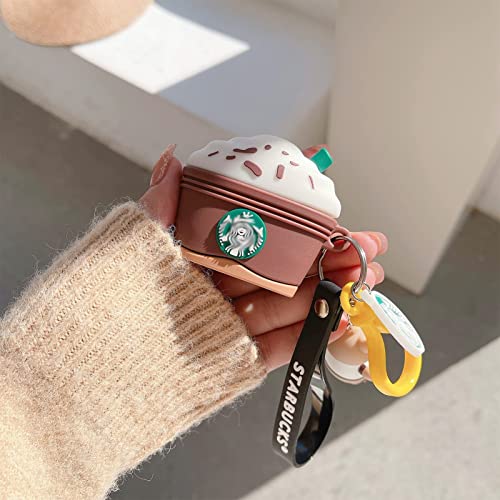 ZBDLXMD Compatible with AirPods 3rd Generation case,(2021 Release) Cute 3D Cartoon Kawaii Funny Fun Airpods 3 case, esigned with Drink Cup Keychain for Apple AirPods 3 Charging Case(Brown Coffee Cup)