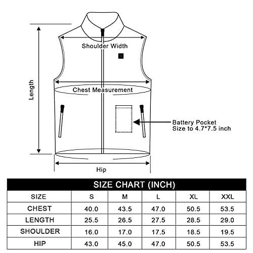 FERNIDA Heated Vest for Women Men, Battery not Include, Lightweight Heated Vest for Winter Warm