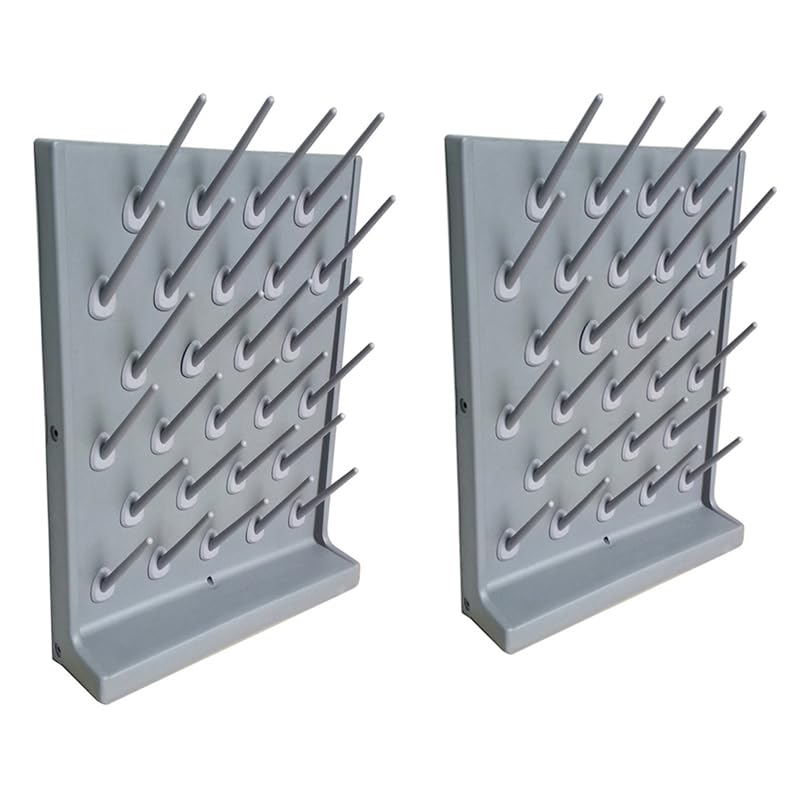 Pinkelin 2PCS Lab Drying Rack for Glassware, Wall Mounted Drying Rack with 27 Pegs, Space Saving Bottle Drying Rack for School Laboratory Utensils
