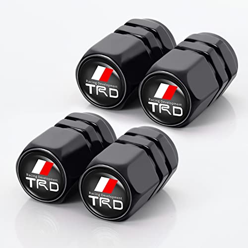 for Toyota TRD, Decoration Accessory Tire Air Caps Cover for Toyota TRD Fj Cruiser, Supercharger, Tundra, Tacoma, 4Runner,Yaris,Camry Highlander Avalon PRO Series (Black) Tire Valve Stem Caps