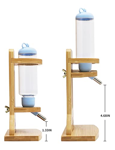 Rubor Hamster Water Bottle with Stand Small Animal Water Bottle Holder with 125ml Hanging Water Auto Dispenser for Syrian Rabbit Dwarf Gerbils Mice Rats Degus Small Pet Rodents (Bule)