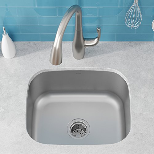 Kraus KBU11 20 inch Undermount Single Bowl 16 gauge Stainless Steel Kitchen Sink