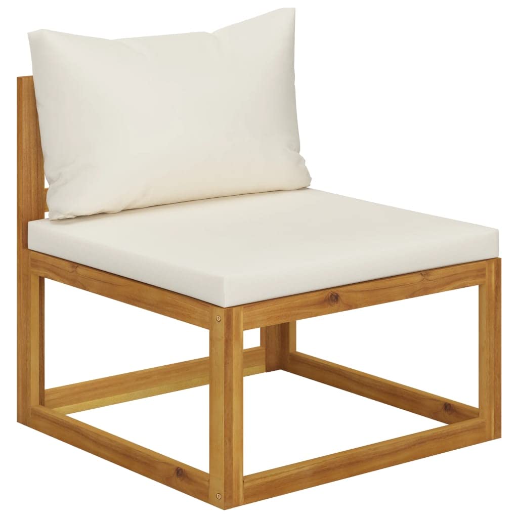 vidaXL Patio Lounge Set 7 Piece, Sectional Sofa for Outdoor Garden, Patio Furniture with Cushion, Coffee Table, Modern Style, Cream Solid Acacia Wood