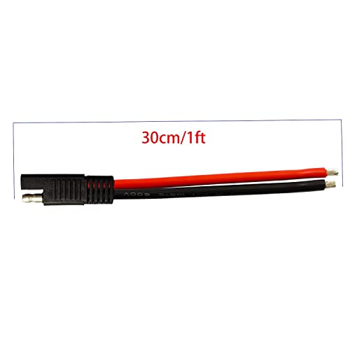 LINGYU 10AWG SAE Quick Connector Disconnect Plug (2 Pack) SAE Automotive Extension Cable, Solar Panel - 1ft/30cm