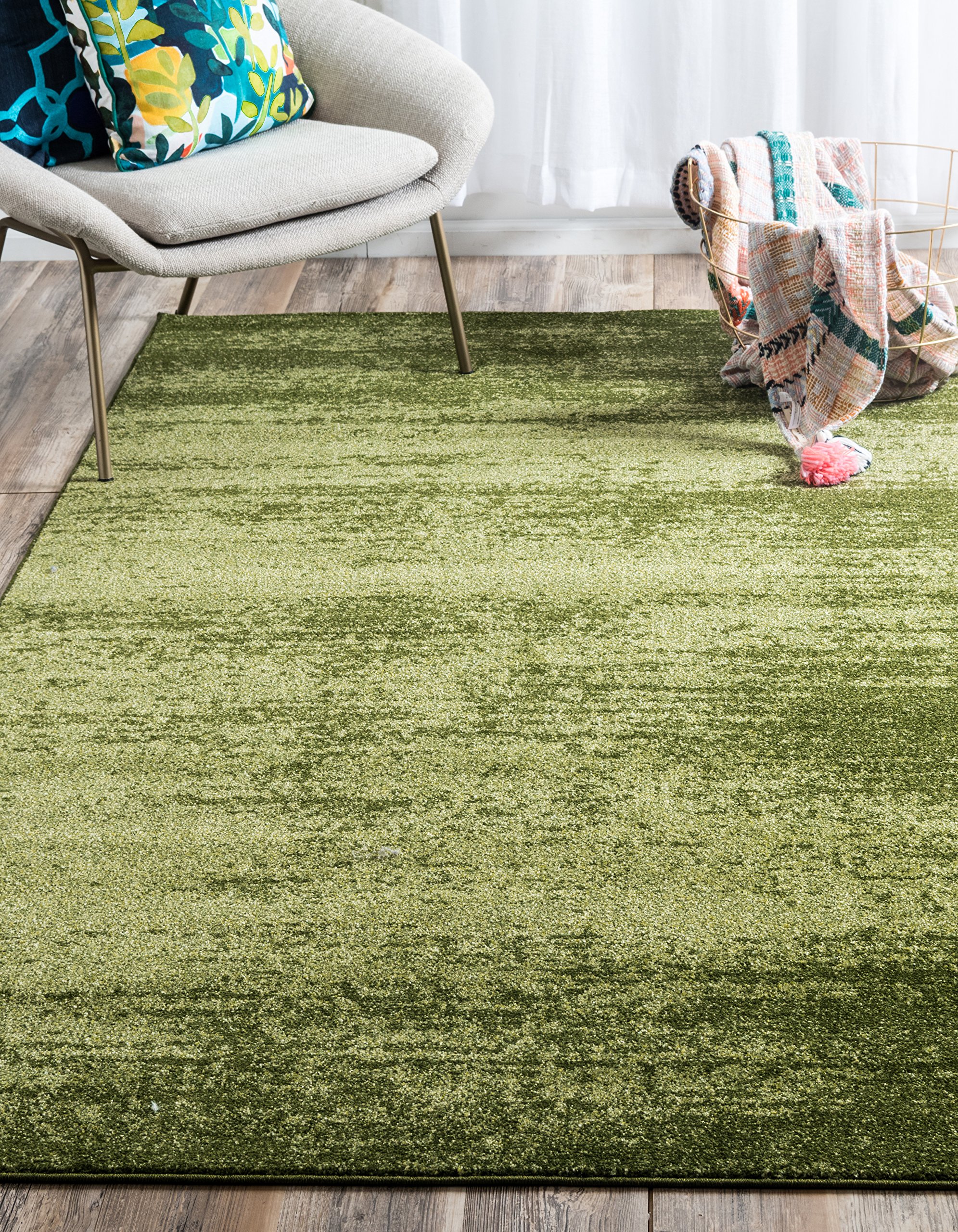 Unique Loom Del Mar Collection Area Rug - Lucille (6' 1" x 9' Rectangle, Green/ Hunter Green)