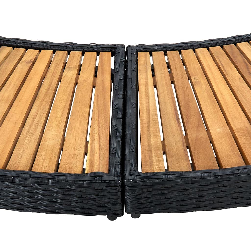 vidaXL Spa Surround - Black Poly Rattan and Acacia Wood - Chic and Modern Design with Built-in Storage, Mini Sofa and Comfort Cushion