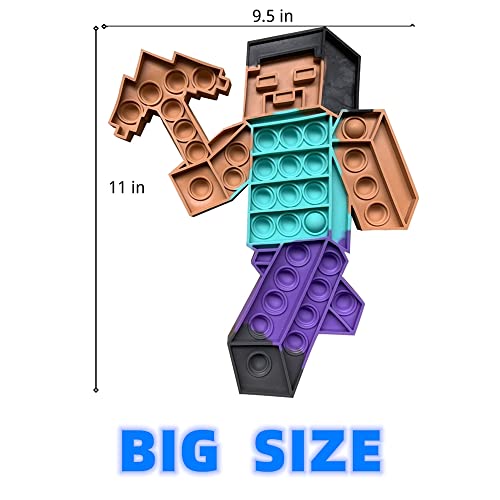 Push Minecraft Big Jumbo pop Bubble Fidget Toy, Giant Large Huge Square Stress Reliever Silicone Toy for Kids and Adults