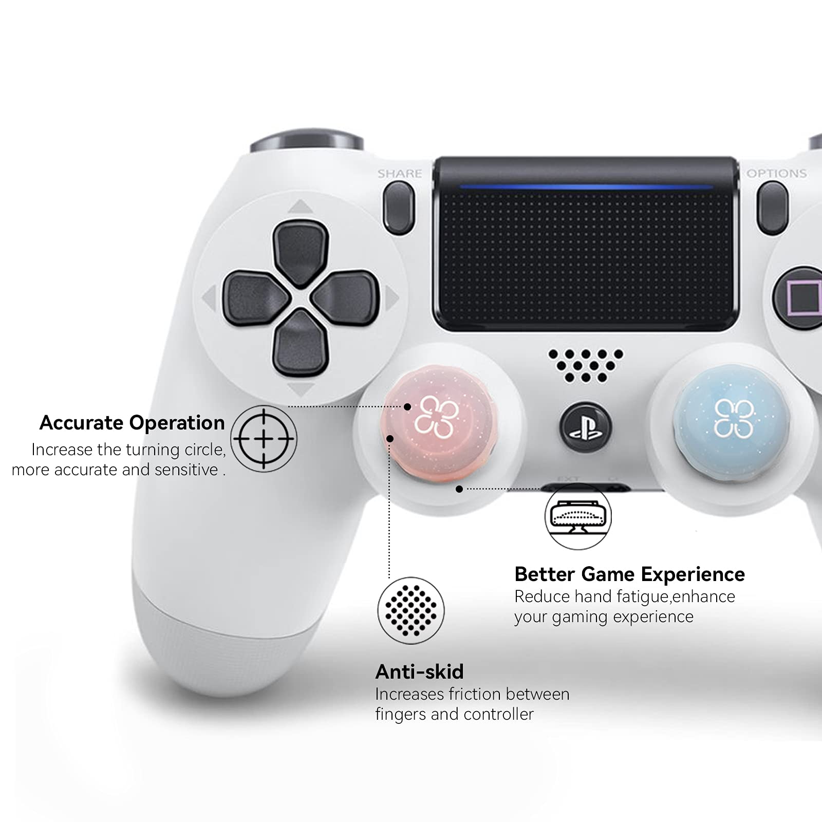 GeekShare Jellyfish Playstation 4 Controller Thumb Grips, Thumbsticks Cover Set Compatible with Switch Pro Controller and PS4 PS5 Controller, 2 Pair / 4 Pcs-Jellyfish