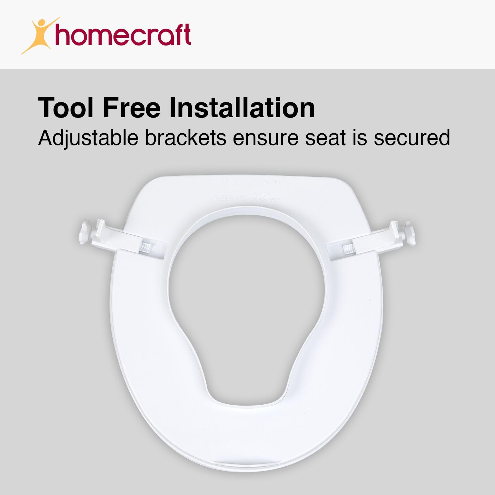 Homecraft Savanah Raised Toilet Seat, 4" High Elevated Toilet Seat Locks Onto Standard Toilets, Portable Assistance Commode Seat with Sturdy Brackets, Medical Aid for Elderly, Disabled, Limited Mobility