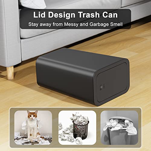 N. NETDOT 3 Pack 10 Liter Small Trash Can with lid, 2.6 Gallon Bathroom Trash Can,Garbage Can Slim Trash Bin Waste Basket for Bathroom,Kitchen,Bedroom,Living Room,Office,Laundry - Black