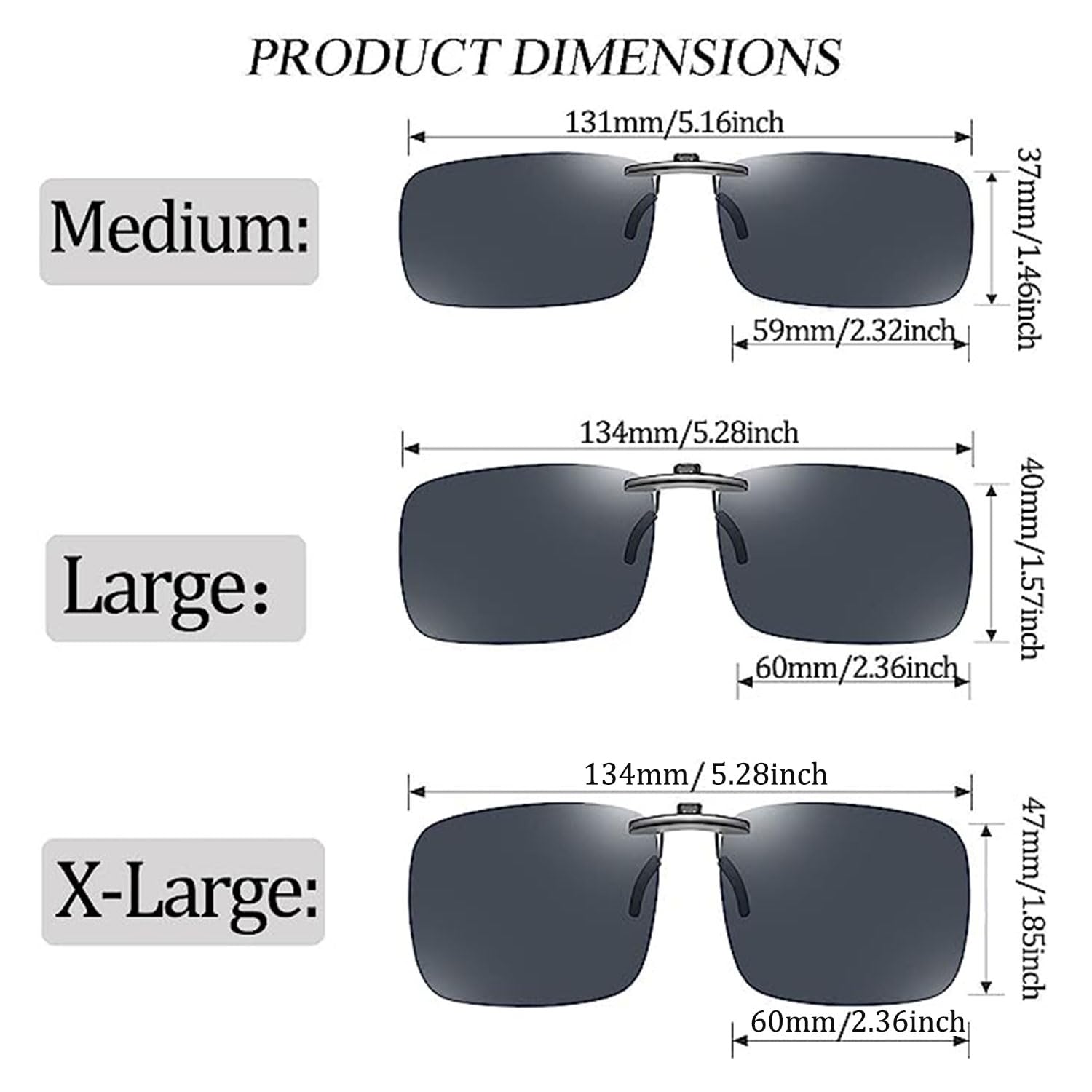 FF FRAZALA Polarized Clip On Sunglasses Rimless Non-flip Design UV Protection Sunglasses for Prescription Glasses (Black,Medium)