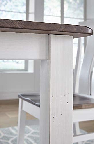 Farmhouse Solid Wood Dining Room Table | Brown and White Rectangle Kitchen Dinner Table with Eased Edge and Distressing, Extendable Table Length | Made in USA | Solid Maple no MDF