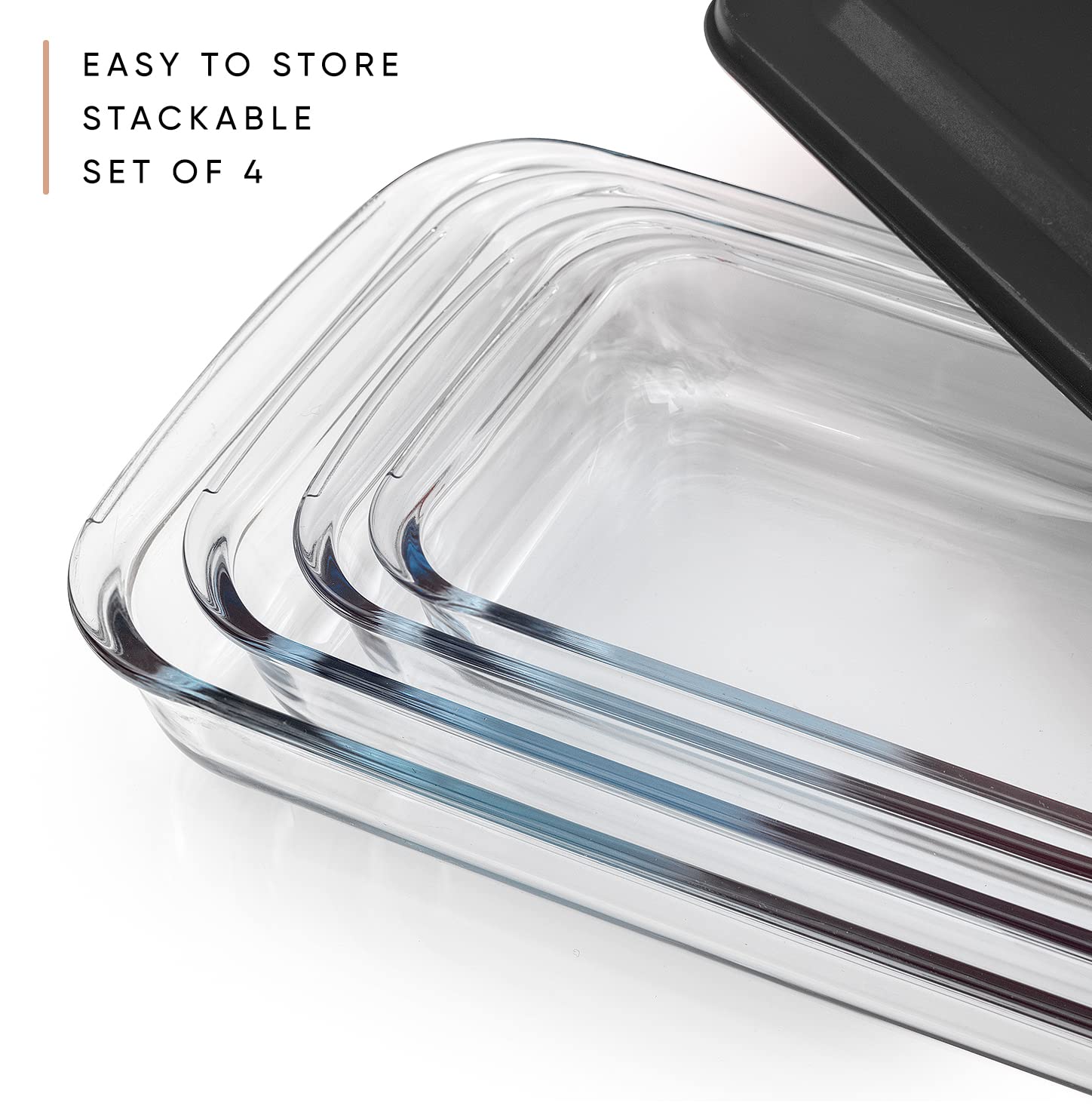 JoyFul by JoyJolt 8pc Glass Bakeware Set. 4x Baking Pan Dishes and 4x Baking Dish Lids for Kitchen Storage, Deep Baking Sheet, Oven Tray, Rectangle Casserole Dish, Lasagna Pans, Cake Baking Sheets