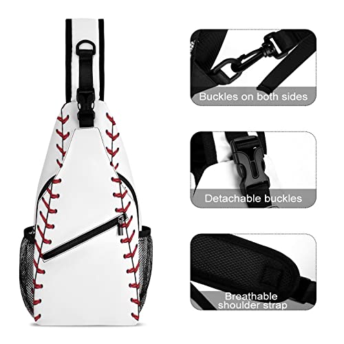 NAWFIVE Funny Baseball Sling Bag Crossbody Shoulder Backpack Adjustable Lightweight Travel Hiking Casual Daypack for Men Women