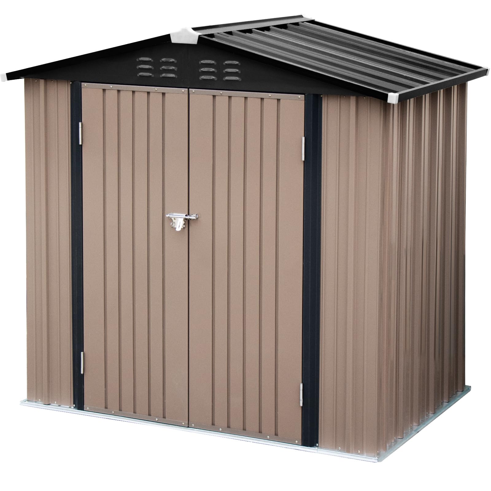 Polar Aurora Outdoor Storage Shed, 4 x 6.2 FT Metal Tool Sheds, Lockable Storage Garden House for Backyard Garden Patio Lawn