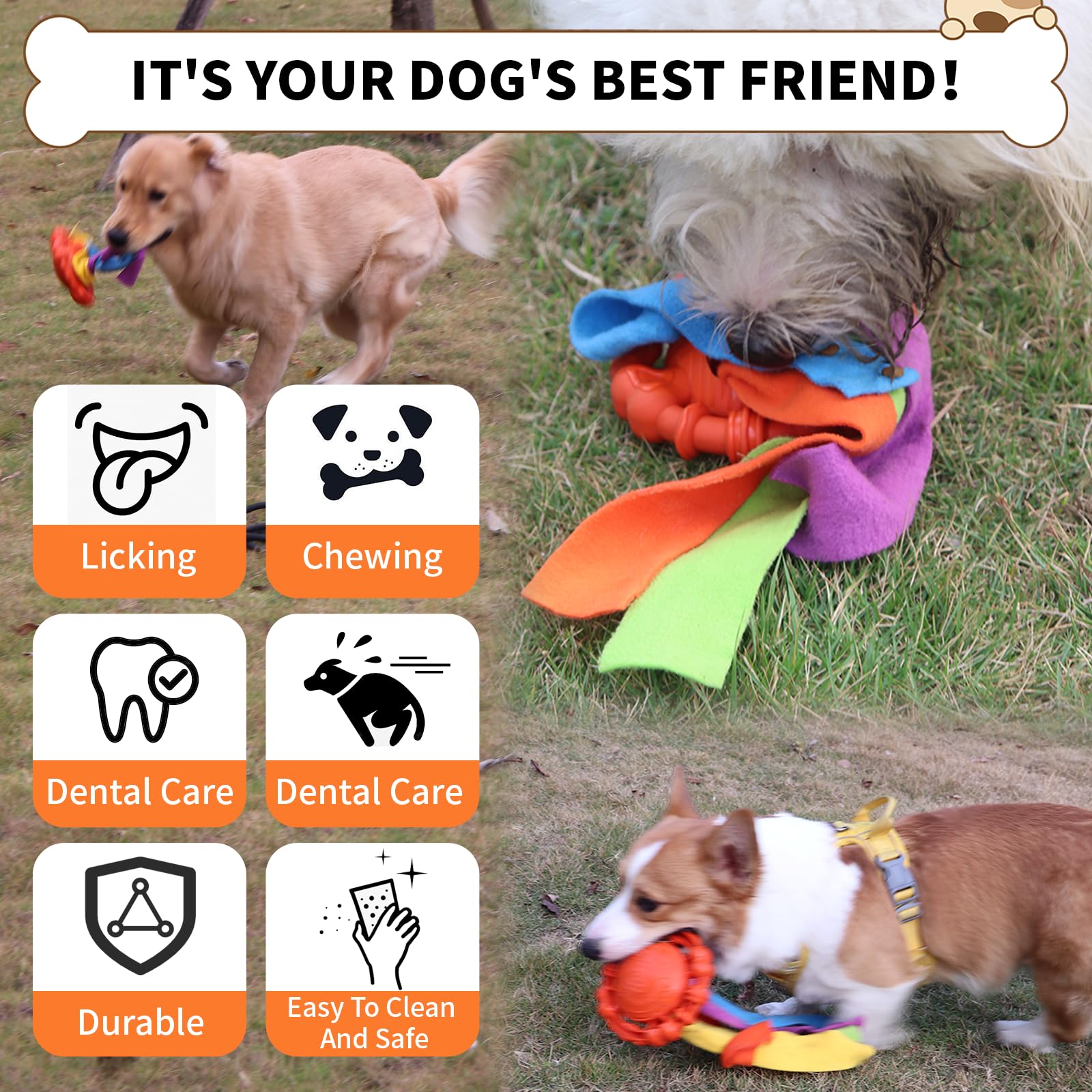 OUQEEING Dog Chew Toys with Beef Flavor Bite Resistant Toys Hidden Food Cloth Strips for Medium, Large Dog Interactive Trainning Treat,Durable Hard Toys for Aggressive Chewers,Teeth Cleanning