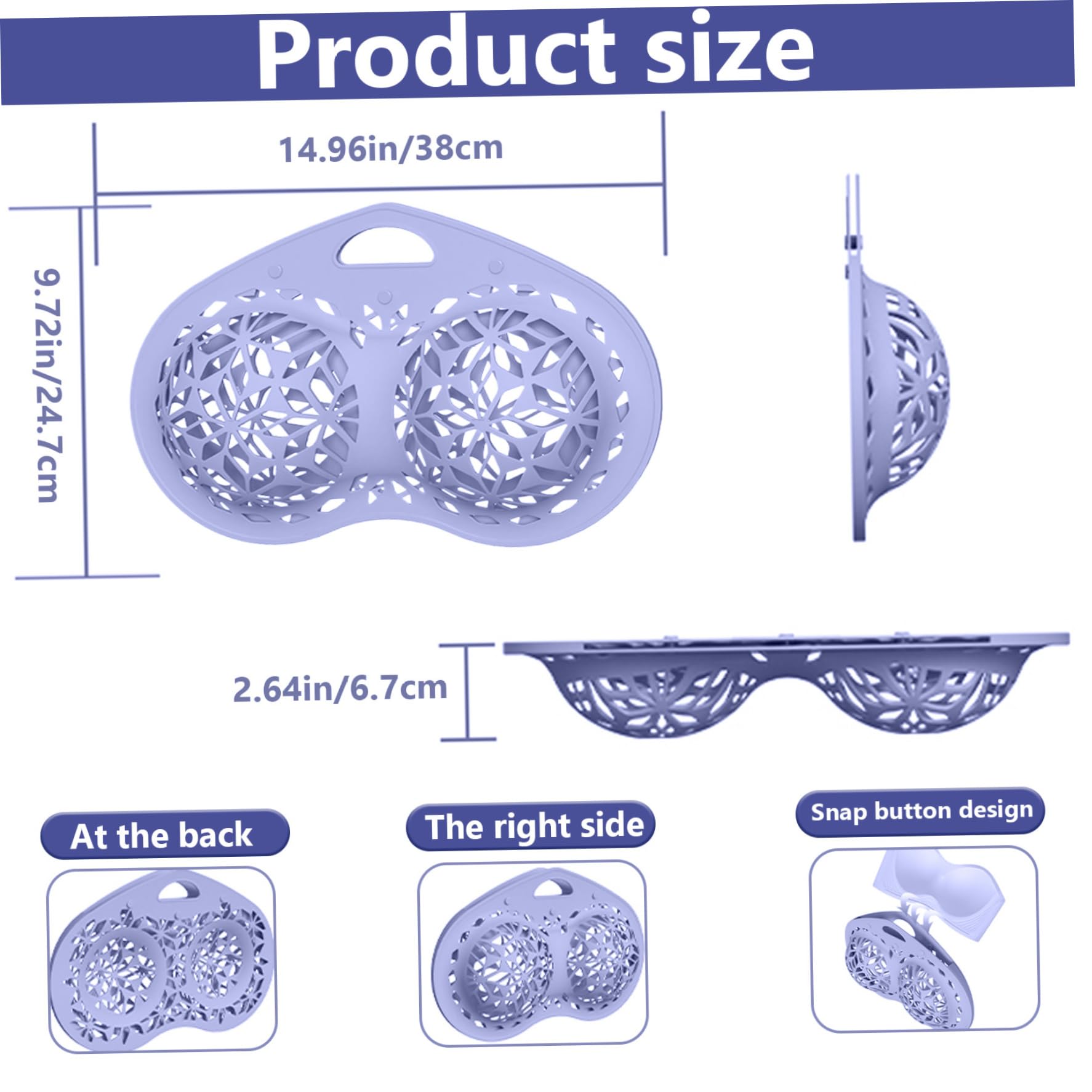 Silicone Bra Washing Bag Anti Deformation Bra Bags for Laundry Flexible Lingerie Bags with Snap Button for Washing Delicates Bra Washer Protector 15 X9.7 Inch Purple Storage Items