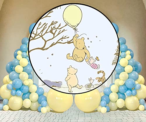 STK Winnie The Pooh Balloon Arch Classic Teddy Bear Boys 1st First Birthday Party Baby Shower Decorations Kit Pastel Yellow and Dusty Blue Balloons for Boy Garland Vintage Globos Para Winne Props Kits