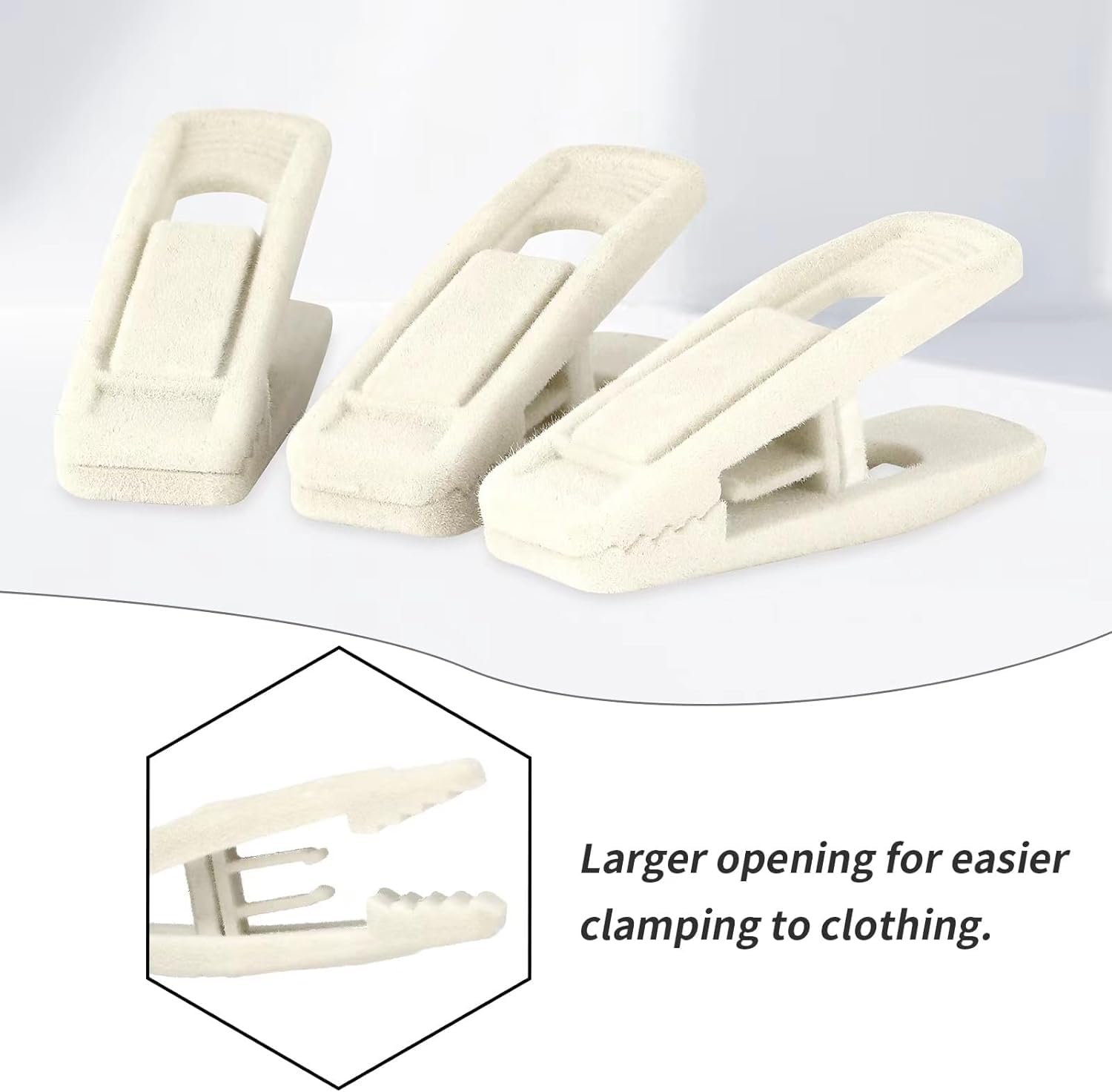 Velvet Hangers Clips, 20 Pack Beige Pants Velvet Clips, Clothes Hanger Clip Strong Finger Flocked Clips Fit for Ivory Velvet Hangers