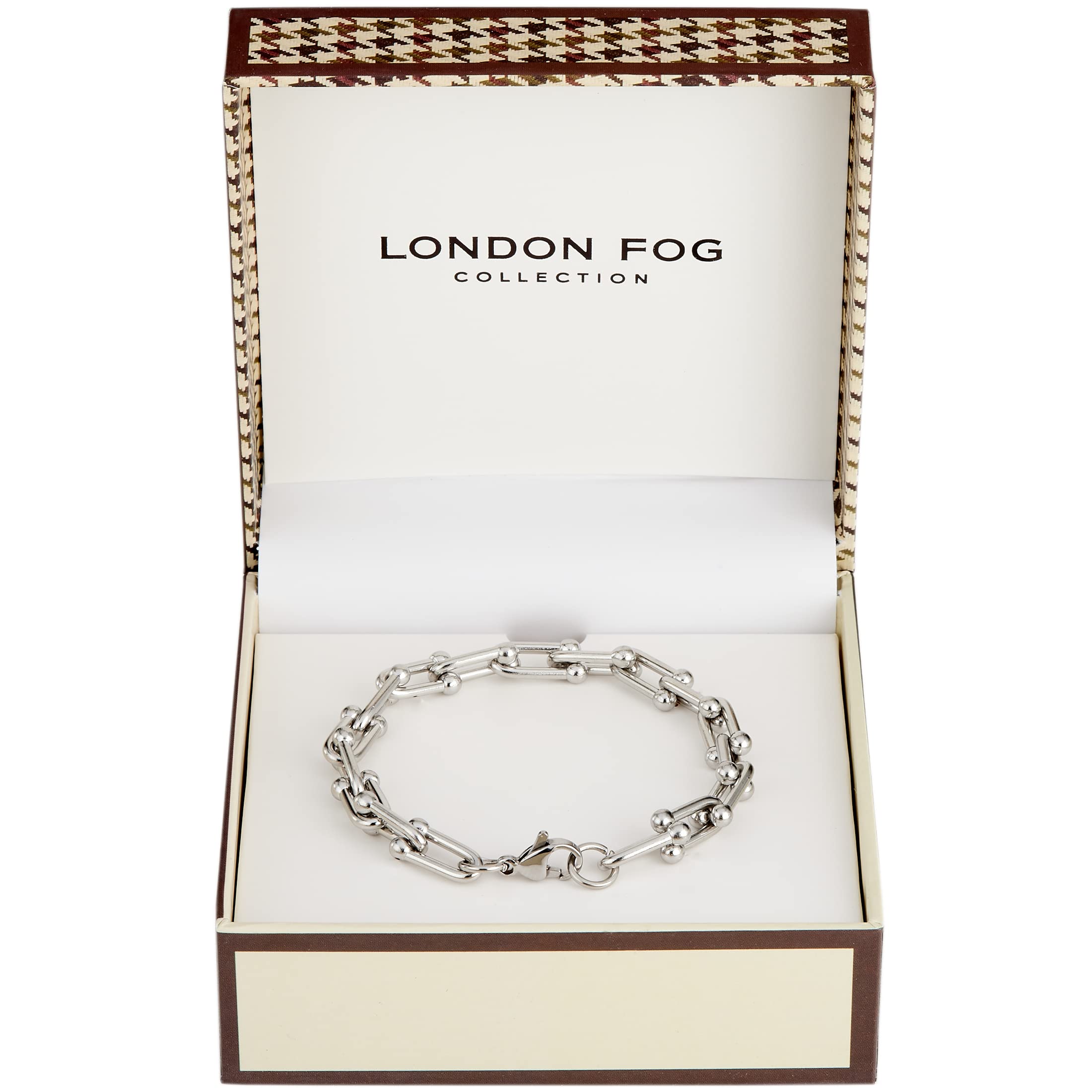 LONDON FOG Silver Plated 7.5, 8 Inch Unisex Bracelet (Horse Bit 7.5 Inch Gold)