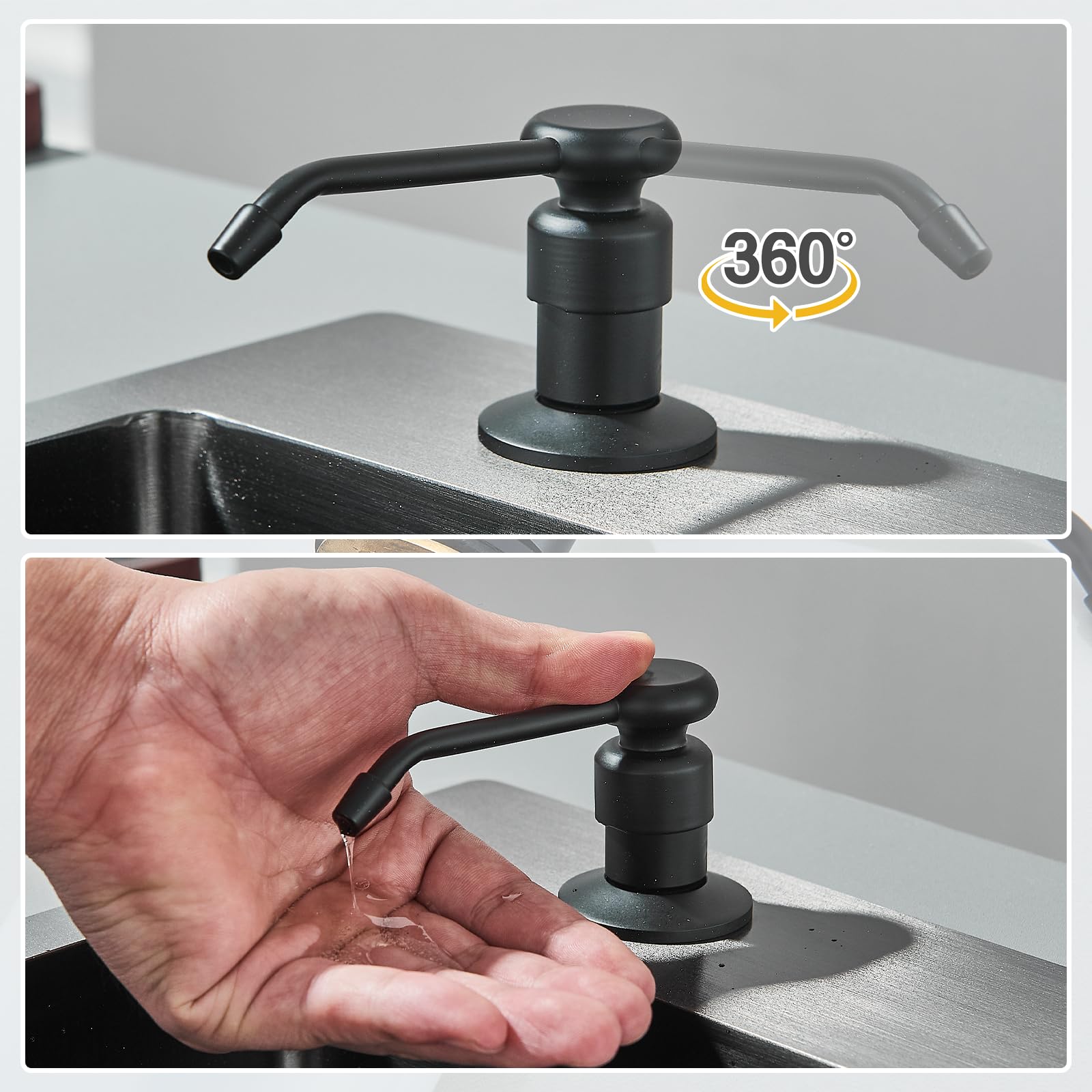 Kitchen Sink Faucet,3 Hole Kitchen Faucets with Pull Down Sprayer,Kitchen Faucets with Soap Dispenser Oulantron 2 Hole High Arc Kitchen Faucet Matte Black (Brushed Nickel)