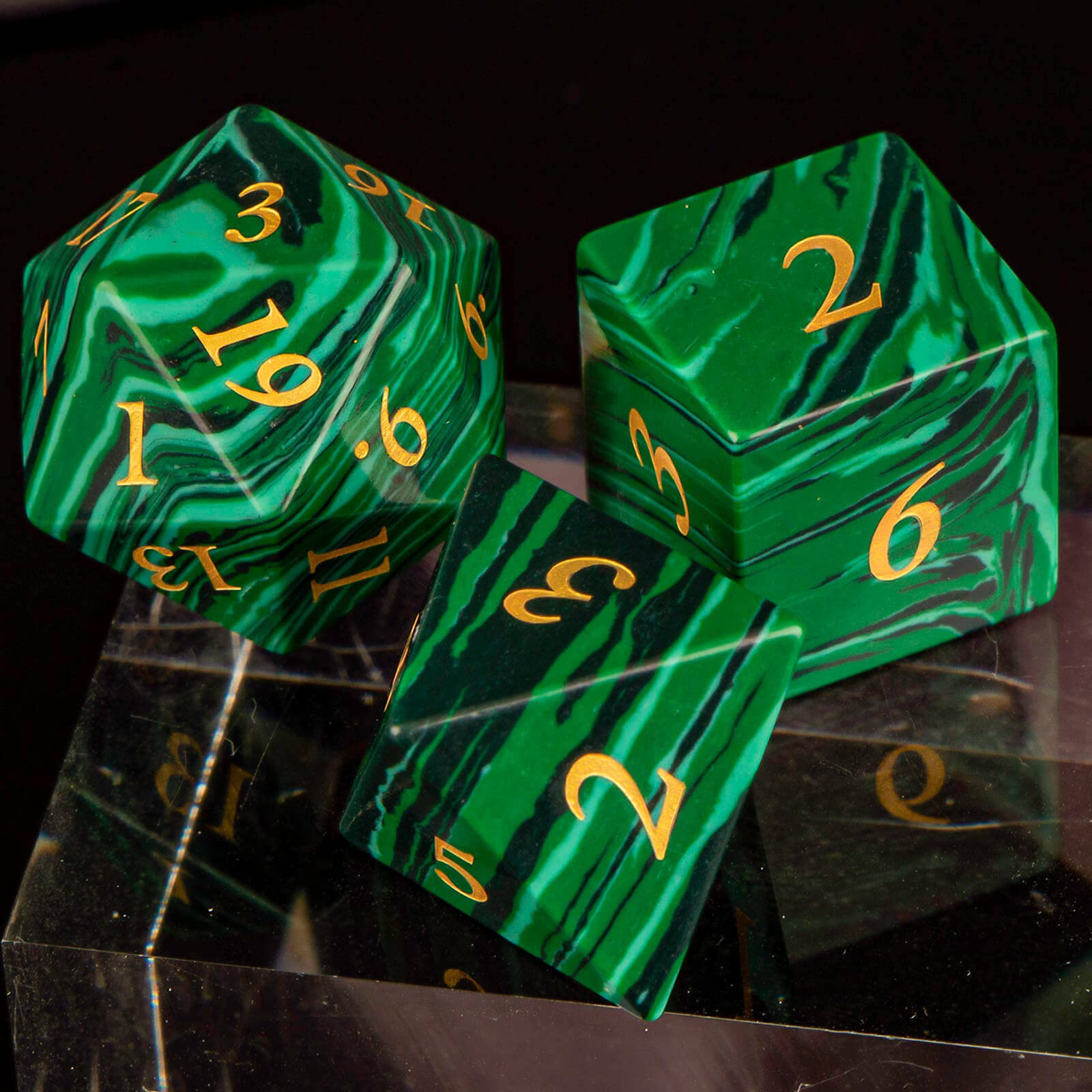 KERWELLSI DND Polyhedral Dice Set, Gemstone Dice Set D&D Dice with Gift Box, 7pcs Peacock Pine Stone D+D Dice for Dungeons and Dragons, RPG Role Playing Game Die D20 D12 D10 D8 D6 D4