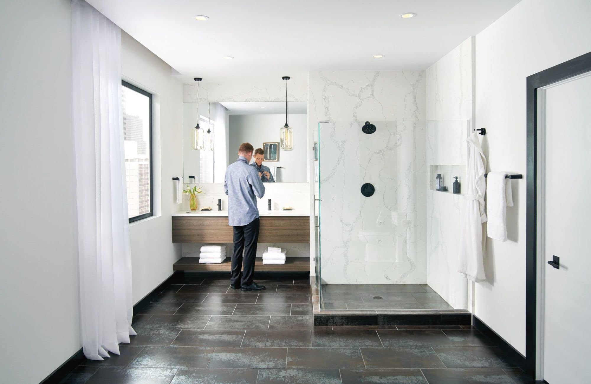 Moen Align Matte Black Modern Double Swivel Robe Hook, YB0402BL