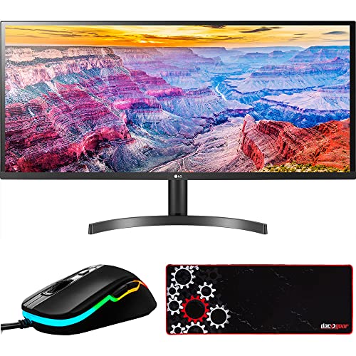 LG 34WL600-B 34" UltraWide IPS FreeSync LED Monitor 2560 x 1080 21:9 Bundle with Deco Gear Wired Gaming Mouse and Deco Gear Large Extended Pro Gaming Mouse Pad