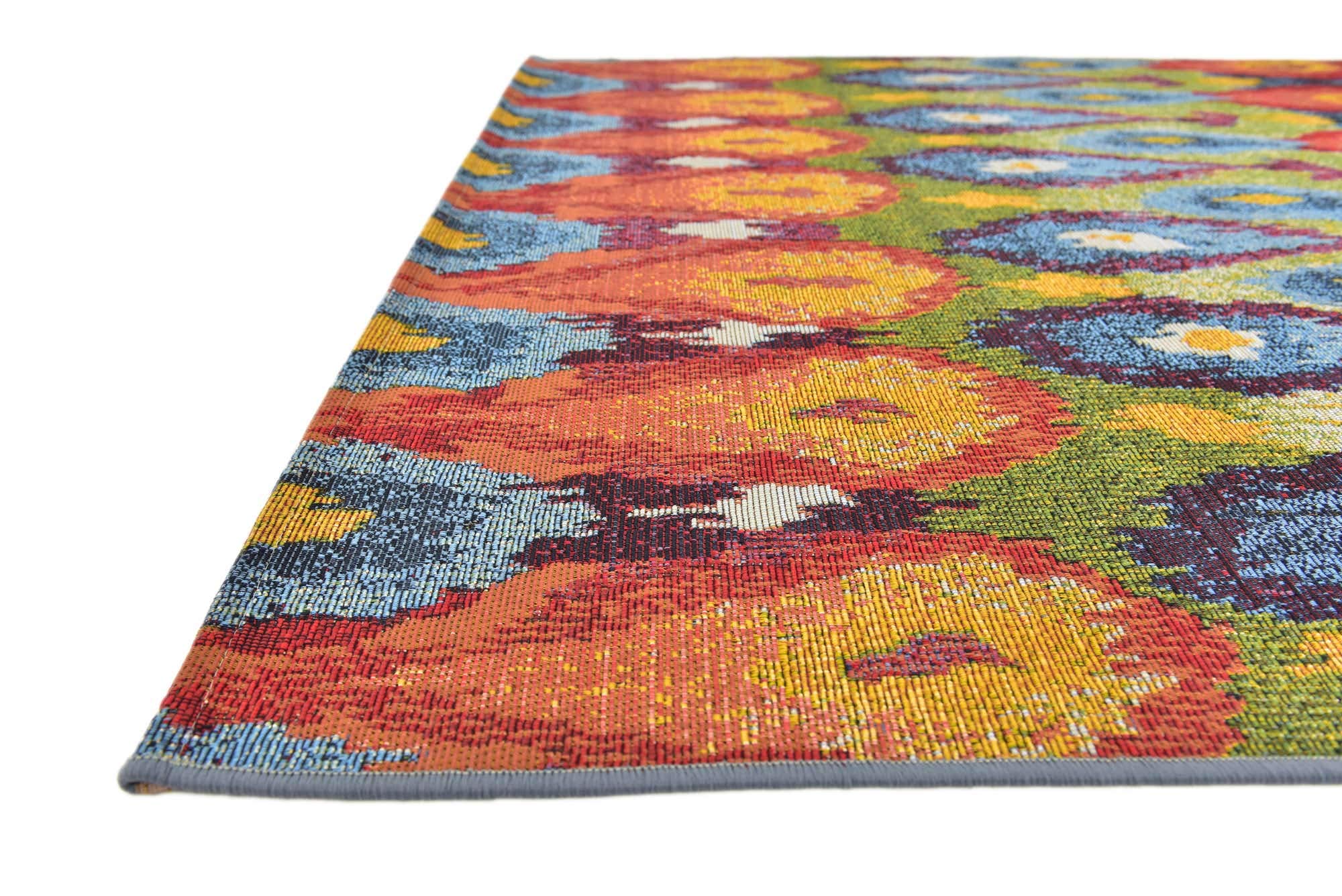 Unique Loom Outdoor Modern Collection Area Rug - Ikat (4' 1" x 6' 1" Rectangle, Multi/ Burgundy)