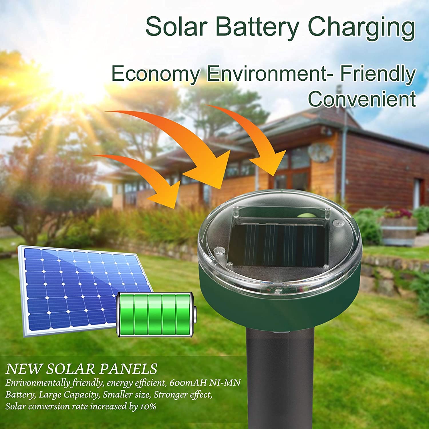 JL JIA LE Solar Mole Repellent 8 Pack Outdoor Ultrasonic Gopher Control Spikes Waterproof Sonic Device Ultrasonic Gopher Repellent