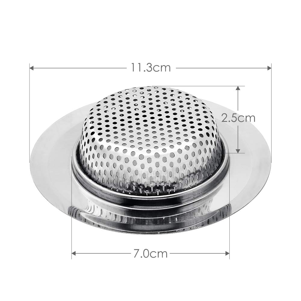 Kitchen Sink Strainer Basket Drain Catcher (2-pack) - 4.5β Diameter, Wide Rim, Premium Stainless Steel Sink Disposal Stopper, Anti-Clogging Micro-Perforation 2mm Holes Basket Drains Sieve - Rust Free