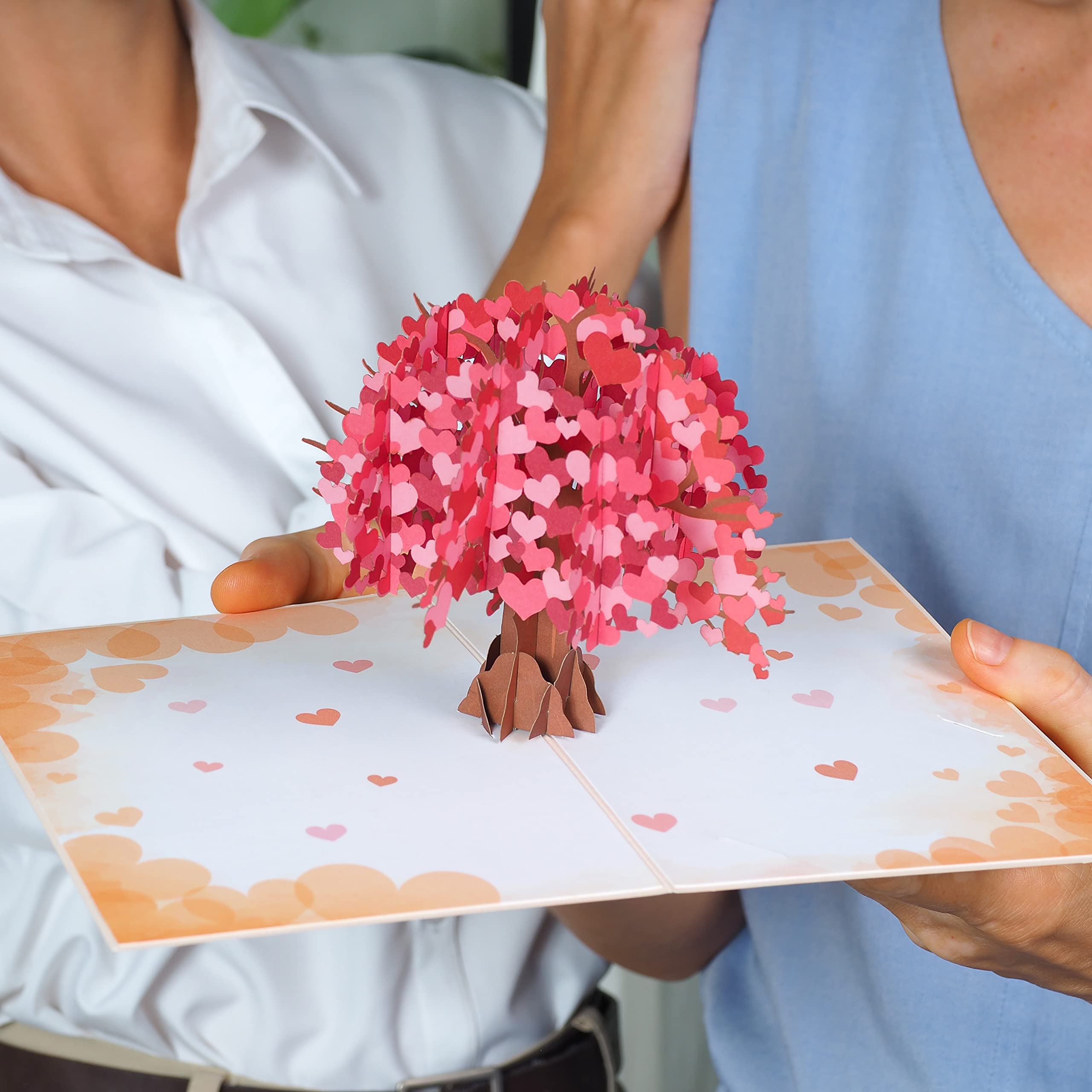 Paper Love Pop Up Cards 2 Pack - Includes 1 Heart Tree and 1 Sunflower, For All Occasions, Mother Day, Birthday, Just Because- Includes Envelope and Note Tag