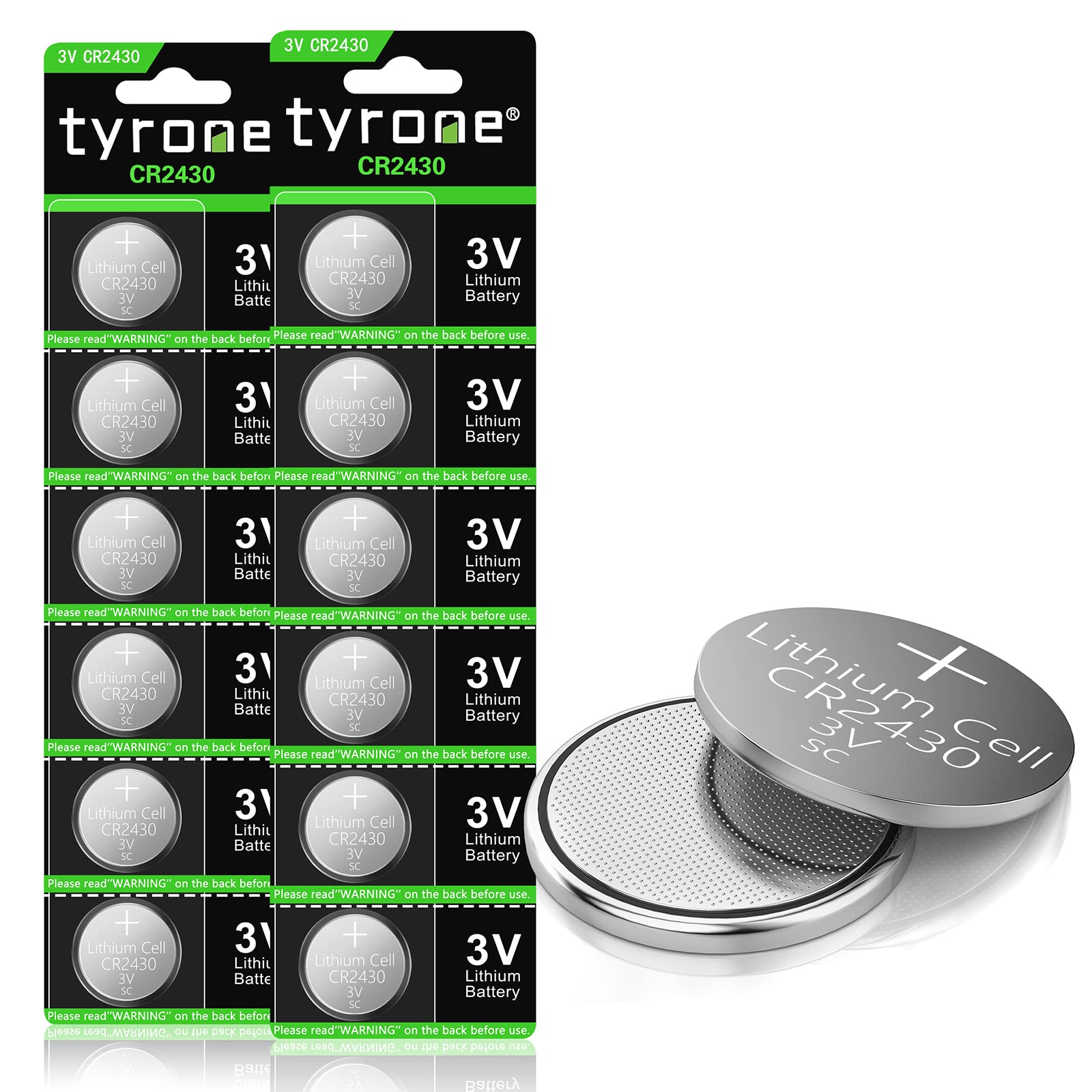 tyrone 3V Lithium Battery High Capacity Button Cell Battery for Watch, Key Fob, Car Remote, Glucose Monitor (CR12204)