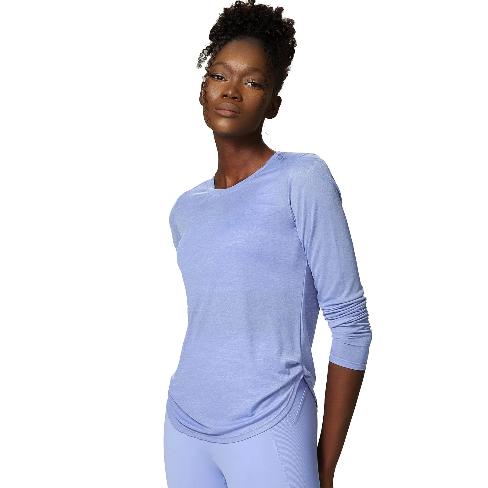 Long Sleeve Workout Shirts for Women Loose Fit-Quick Dry Yoga Shirts Casual Fall Tops Shirts (Blue-Medium)