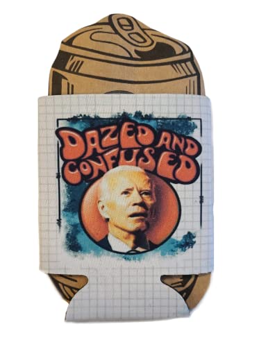 Joe Biden Dazed and Confused Hilarious Political Coozie Can Cooler Party Favor Game Night Beverage Insulator Lets Go Brandon (Regular Can)