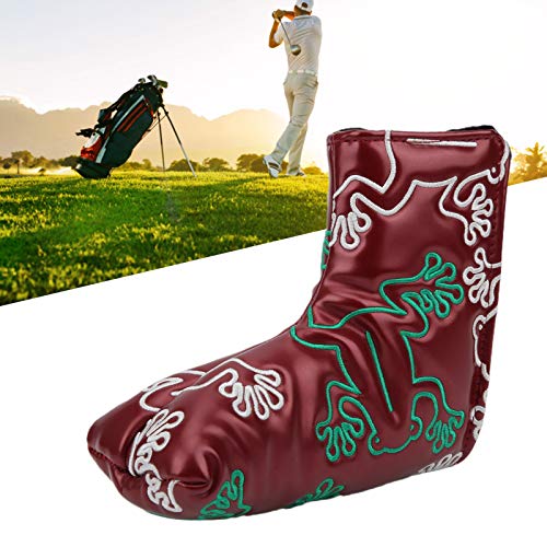 Embroidery Putter Headcover, Waterproof Golf Putter Head Cover, with Strong Magnetic Closure, Wine Red for Golf Home(Red Wine)