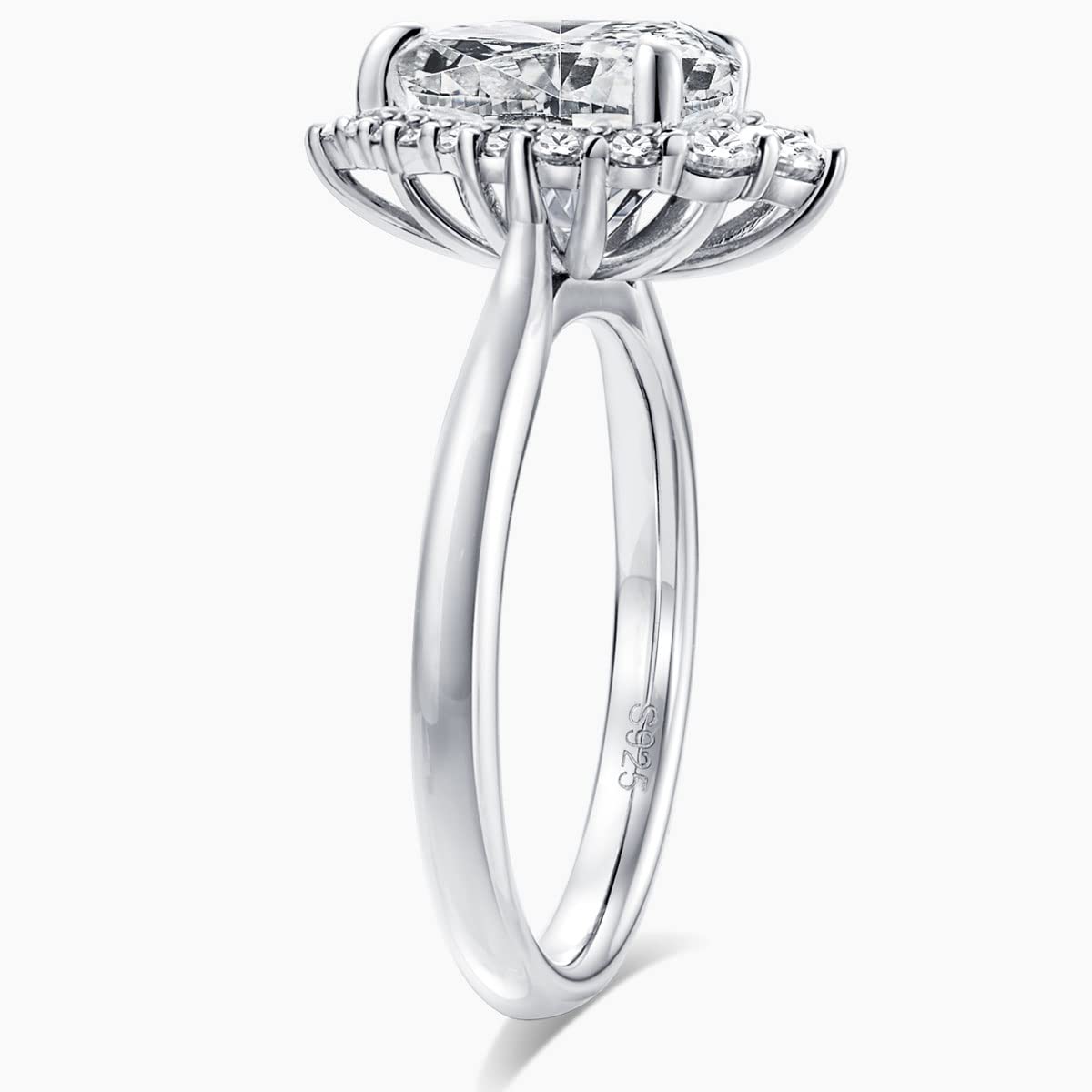 Idocare Pear Shaped Moissanite Engagement Rings For Women 2ct Halo D Color VVS1 White Gold Plated Sterling Silver Size 5