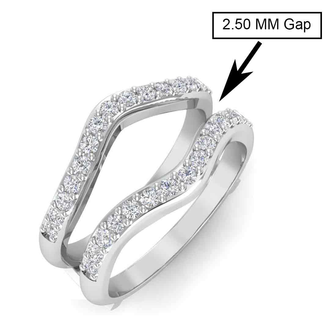 GROWNMINE 2.5 MM 1.5 Cttw Round Cut Moissanite Diamond Enhancer Guard Ring In 925 Sterling Silver For Women (7)